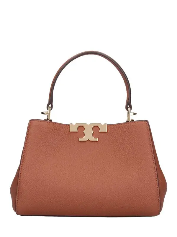 Tory Burch Leather Shoulder Bag With Gold Tone Logo - Brown