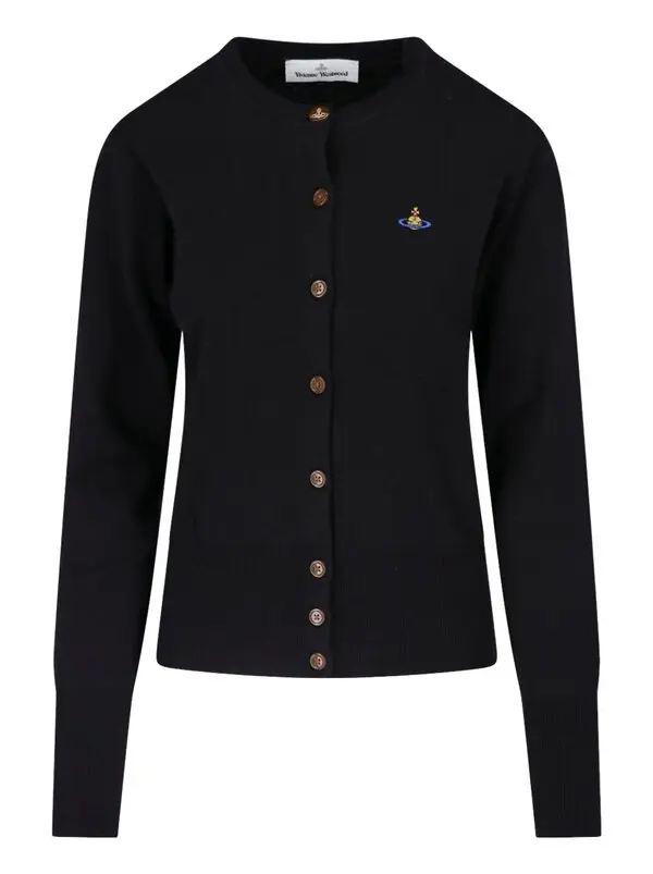 VIVIENNE WESTWOOD Cotton Cashmere Crew Neck Cardigan - Black