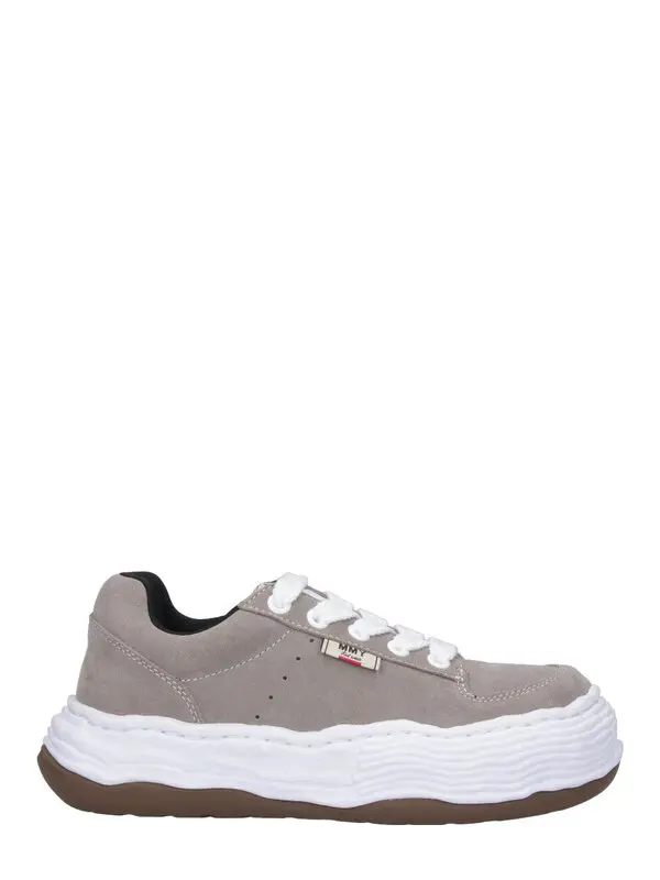 Mihara Yasuhiro Cow Leather Lace-up Sneakers With Rubber Sole - Grey