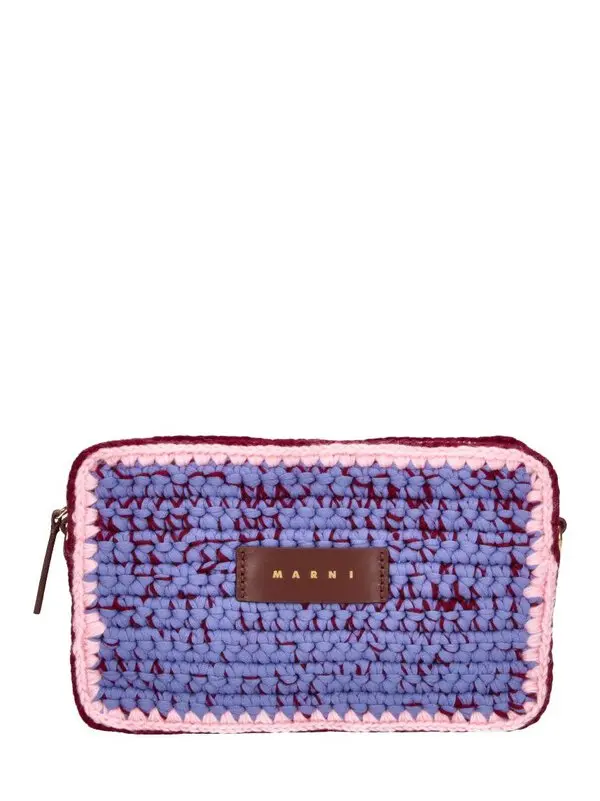 Marni Wool And Calf Leather Bag With Metallic Hardware - Violet