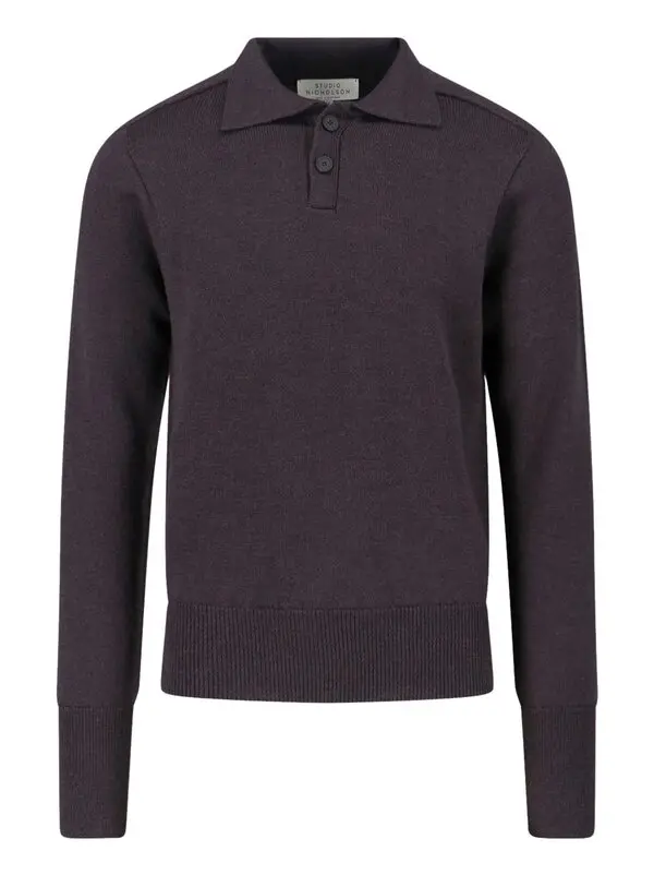 Studio Nicholson Extra Fine Merino Wool Sweater With Collared Neckline - Brown