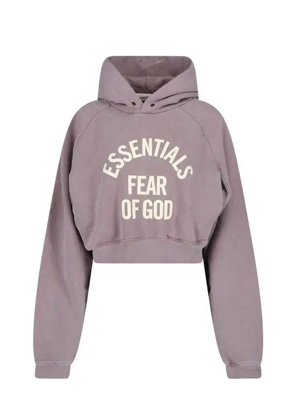 Fear Of God Cropped Logo Hoodie - Violet