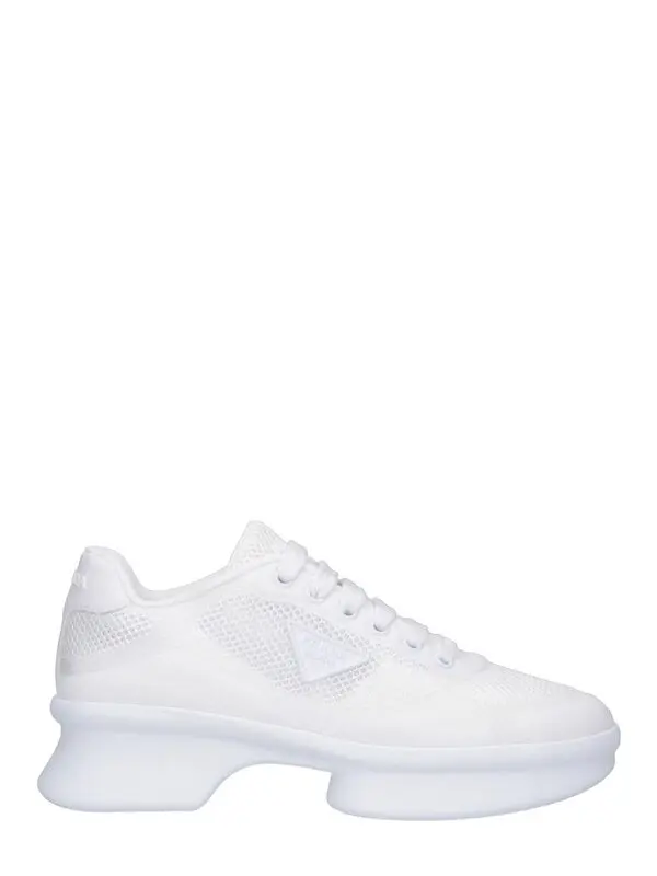 Prada Leather & Fabric Lace-up Sneakers - White