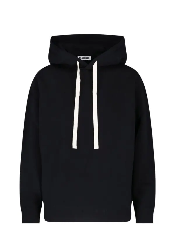 JIL SANDER Cotton Hooded Sweatshirt - Black