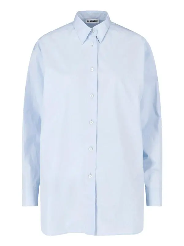 JIL SANDER 100% Cotton Classic Collar Shirt - Blue
