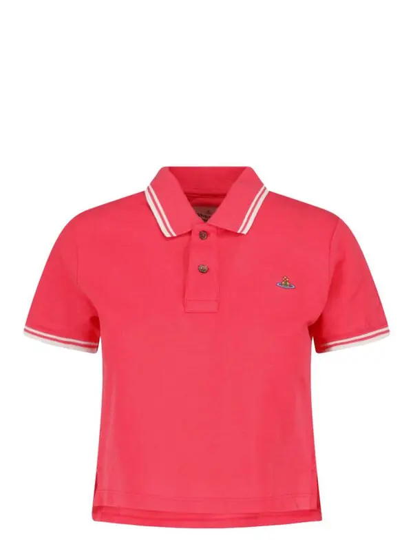 VIVIENNE WESTWOOD 100% Cotton Logo Graphic Polo Shirt - Pink