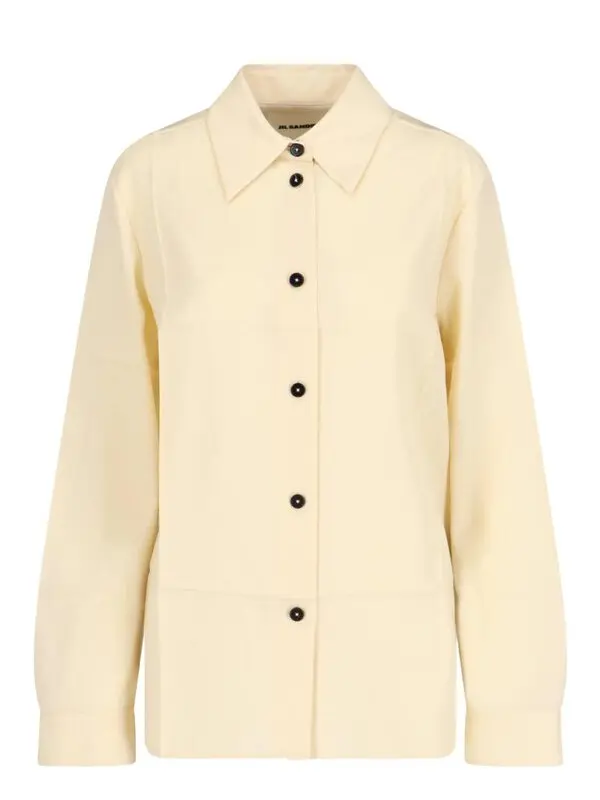 JIL SANDER Classic Collar Long Sleeve Shirt - White
