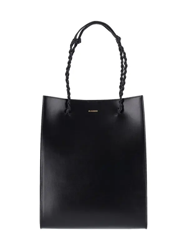 JIL SANDER Bovine Leather Shoulder Bag With Twisted Straps - Black