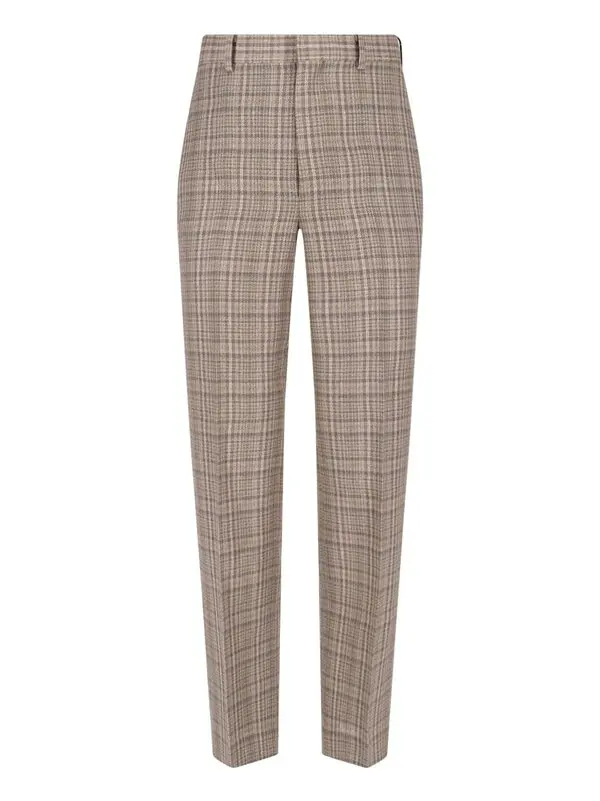 Auralee Silk-linen Check Tailored Trousers - Brown
