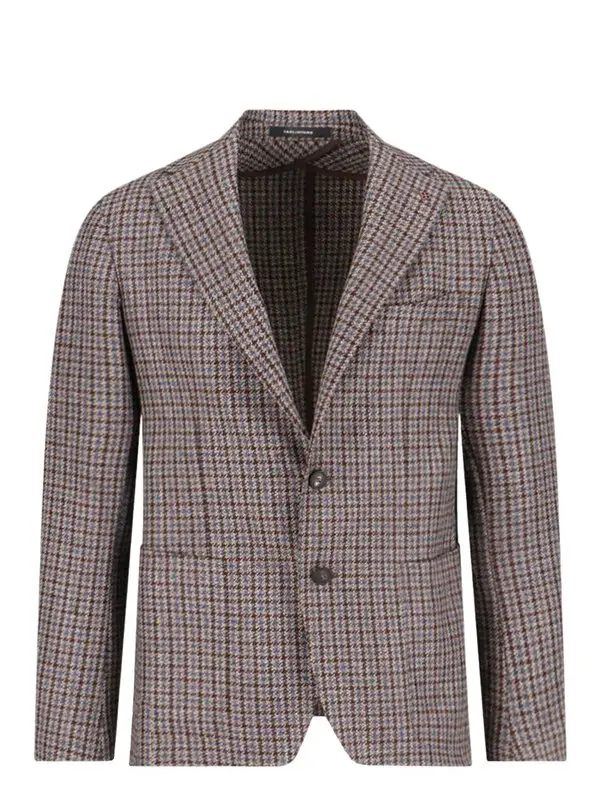 Tagliatore Houndstooth Wool Blazer - Brown