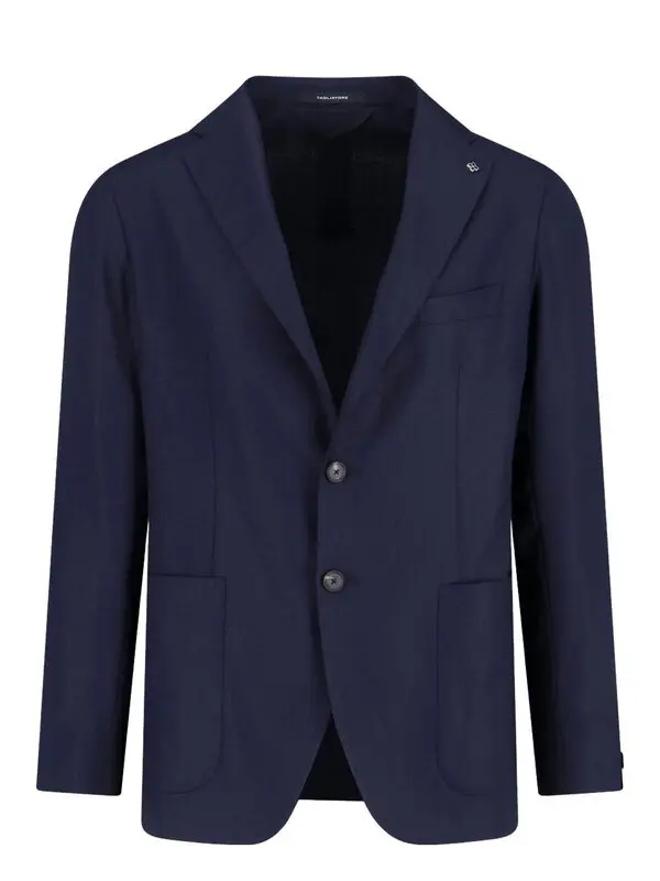 Tagliatore Tailored Wool Jacket In Stretch Virgin Wool - Blue