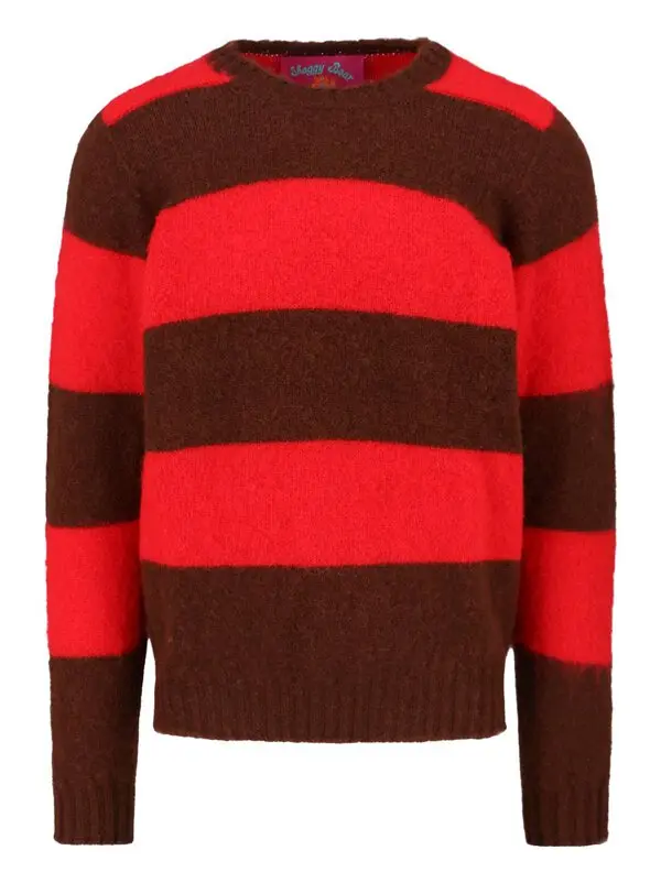 Howlin' Chunky Striped Shaggy Wool Sweater - Brown