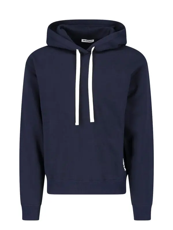 JIL SANDER Cotton Hoodie With Drawstring - Blue