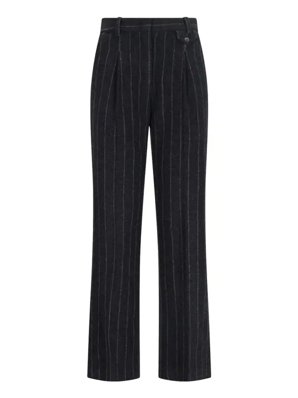THE GARMENT Wool-blend Tailored Trousers With Viscose Lining And Pinstripe Detail - Black