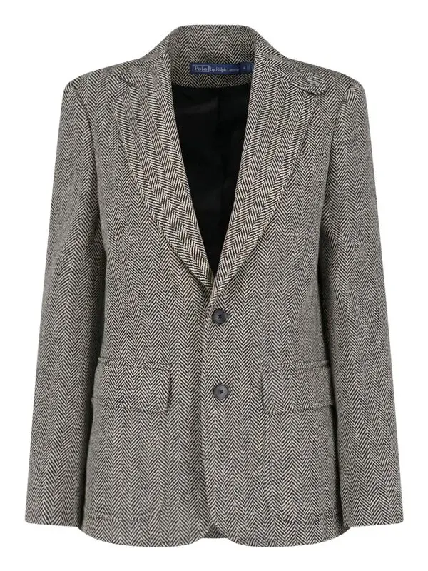 Polo Ralph Lauren Single-breasted Textured Blazer - Black