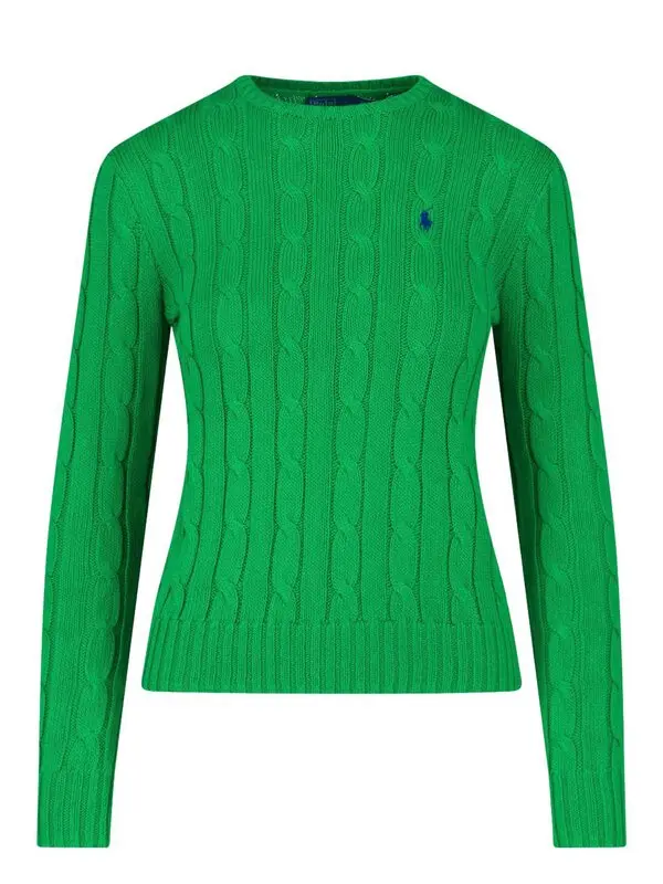 Polo Ralph Lauren 100% Cotton Cable Knit Crewneck Sweater - Green