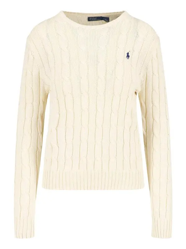 Polo Ralph Lauren 100% Cotton Cable Knit Crewneck Sweater - Cream