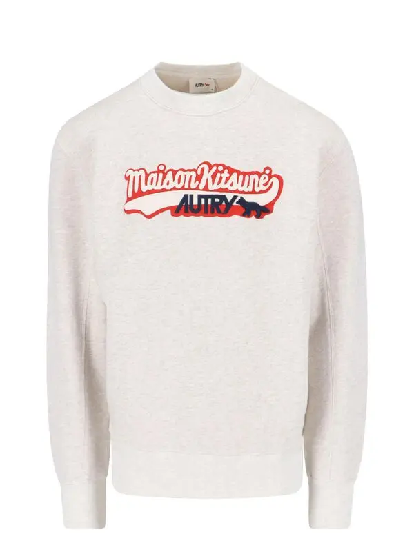 AUTRY Cotton Crewneck Sweatshirt With Logo Detail - Grey