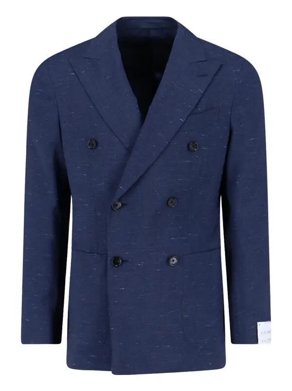 Caruso Wool-silk Tailored Jacket For - Blue
