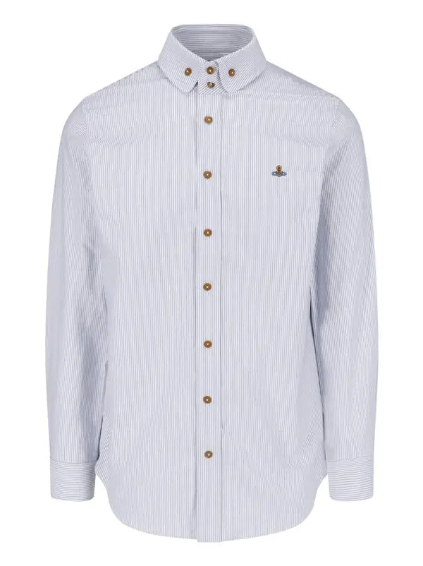 VIVIENNE WESTWOOD 100% Cotton Button-down Shirt - Light Blue