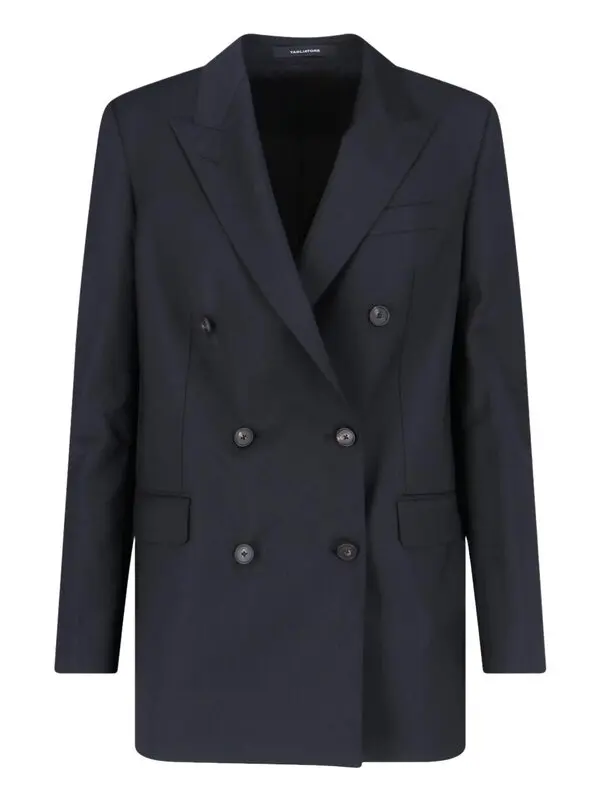 Tagliatore Double-breasted Wool-blend Blazer - Black
