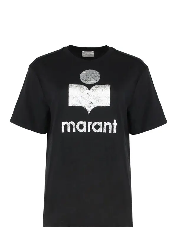 MARANT ETOILE Crew Neck Linen T-shirt Casual Fit - Black