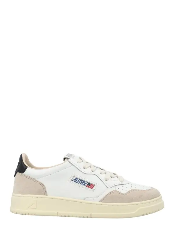 AUTRY Medalist Suede & Leather Tennis Sneaker With Personalized Logo Details - Bianco