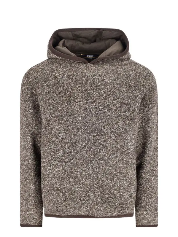 K-WAY Textured Hooded Pullover Sweatshirt - Brown