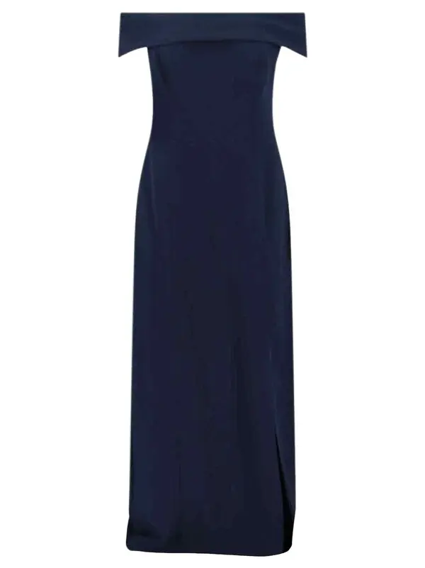 Ralph Lauren Stretch Knit Off-the-shoulder Midi Dress - Blue
