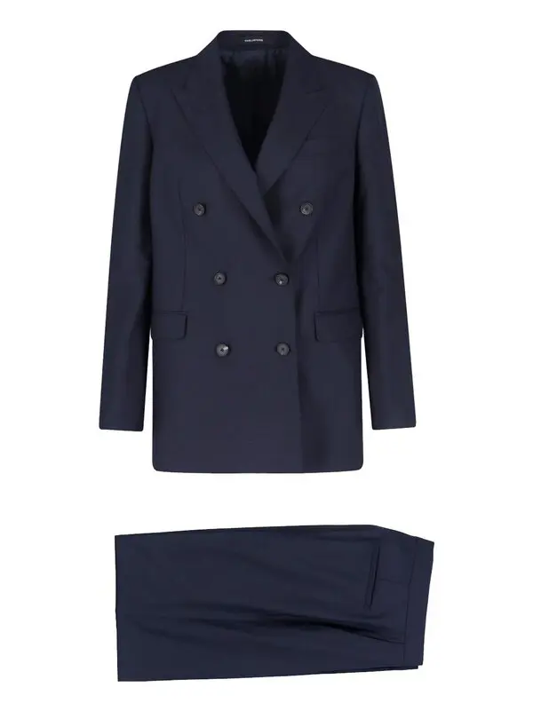 Tagliatore Tailored Double-breasted Blazer And Trousers Suit Set - Blue