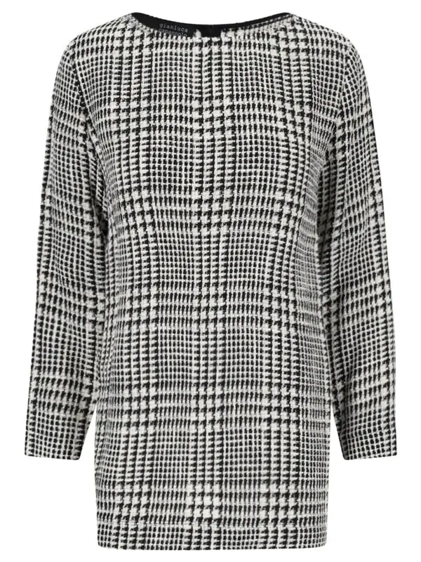 GIANLUCA CAPANNOLO Houndstooth Knit Dress - Black