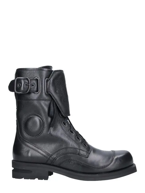 KIKO KOSTADINOV Leather Lace-up Buckle Combat Boots - Black