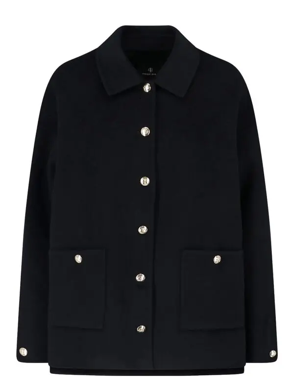 ANINE BING Cashmere-blend Jacket With Classic Collar - Black