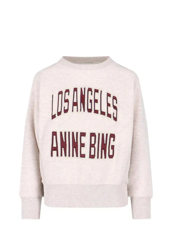 ANINE BING Oversized Graphic Crewneck Sweatshirt - White