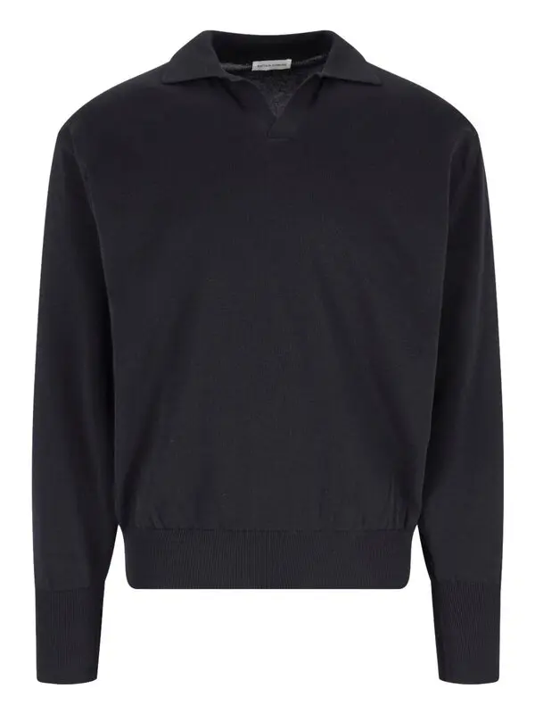 KAPTAIN SUNSHINE 100% Cotton Collared Long Sleeve Pullover - Blue