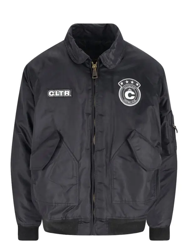 CULTURA Lightweight Nylon Bomber Jacket - Black