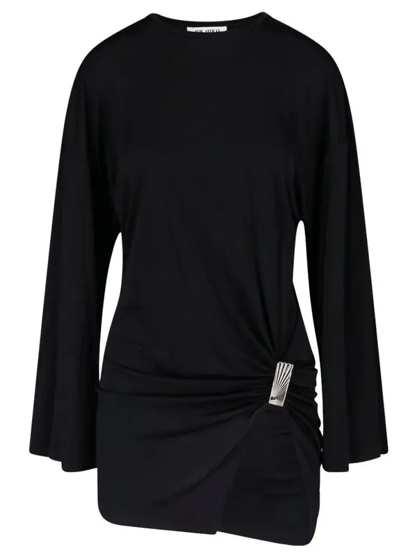 Attico Ruched Sheath Dress With Embellishment - Black