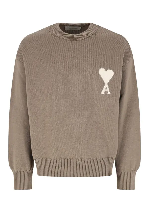 AMI Paris Crew Neck Sweater - Beige