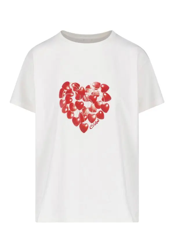 Chloé Strawberry Graphic Cotton T-shirt - White