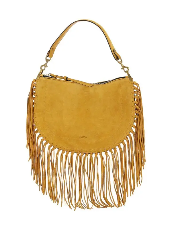 Isabel Marant Étoile Calfskin Suede Mini Shoulder Bag With Leather Details - Yellow