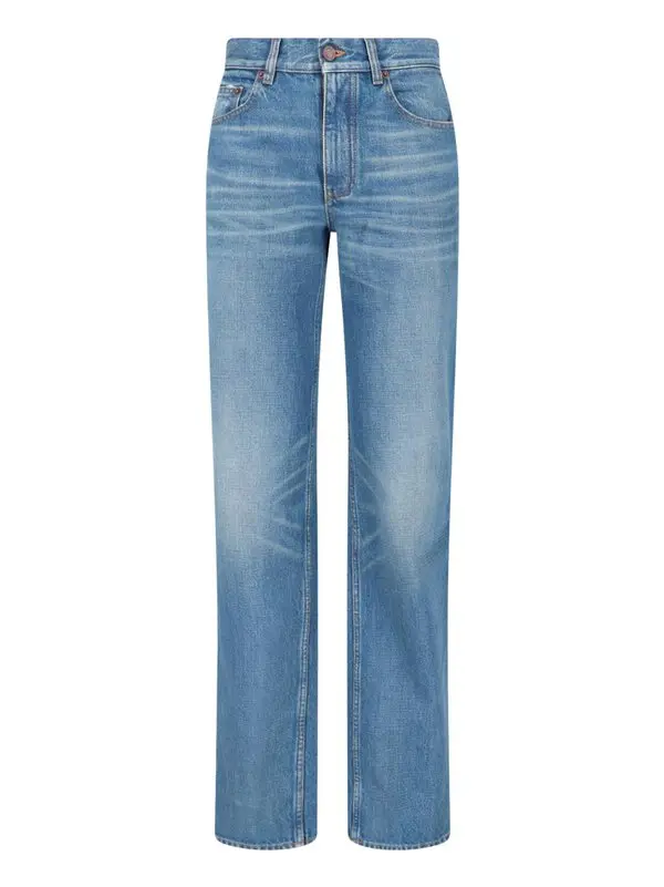 Chloé Denim Jeans With Calf Leather Patch - Blue