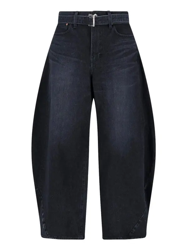 Sacai Wide Leg Belted Jeans - Black