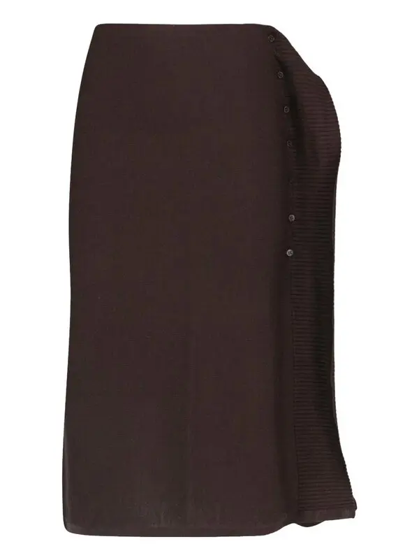 Paloma Wool Ribbed Merino Wool Skirt With Button Detailing - Brown