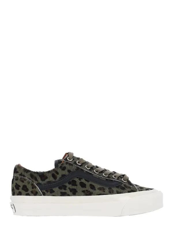 VANS Leather Leopard Print Lace-up Sneakers - Green