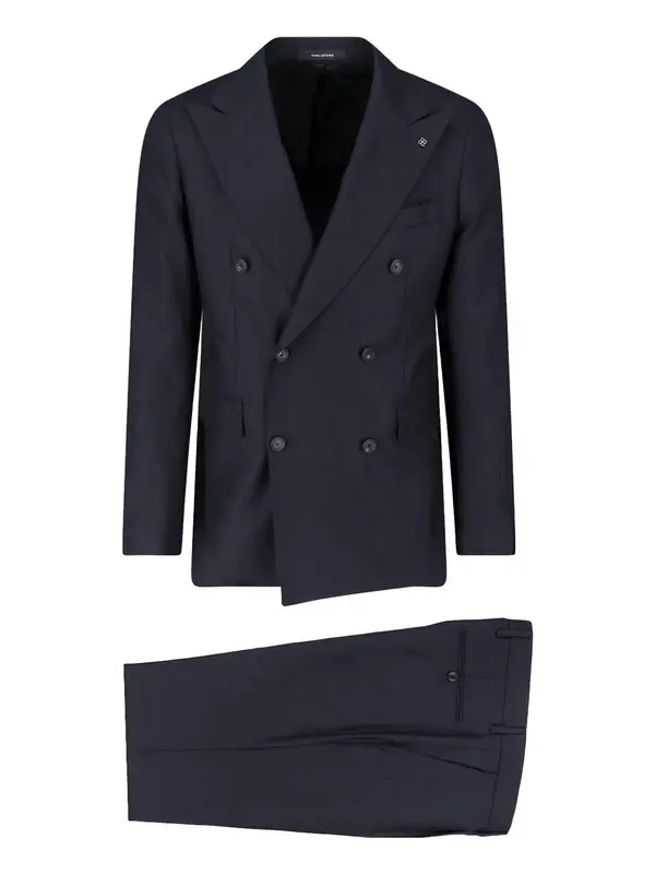 Tagliatore Pinstripe Wool Suit - Black