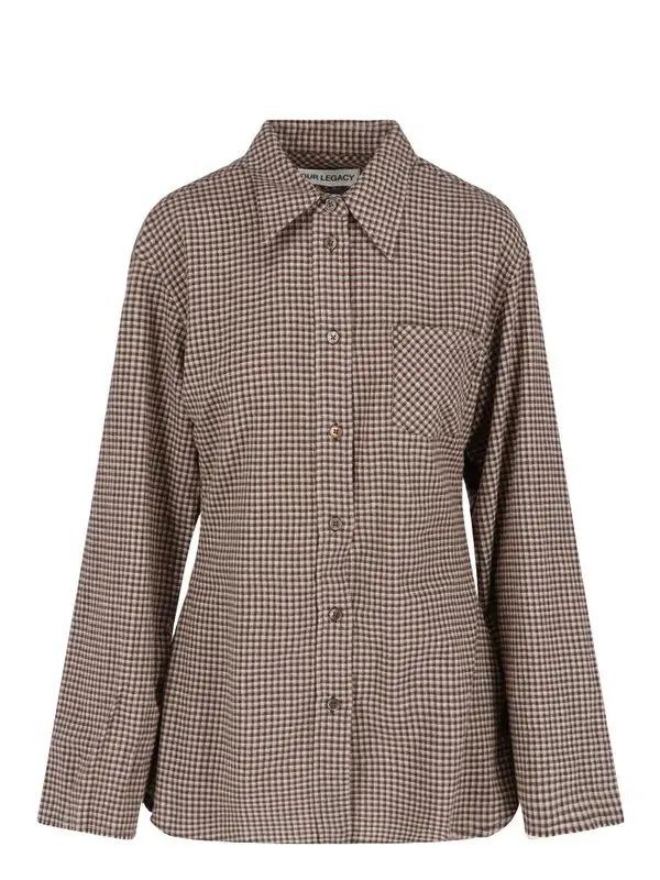 Our Legacy Checked Flannel Shirt With Mother-of-pearl Buttons - Brown