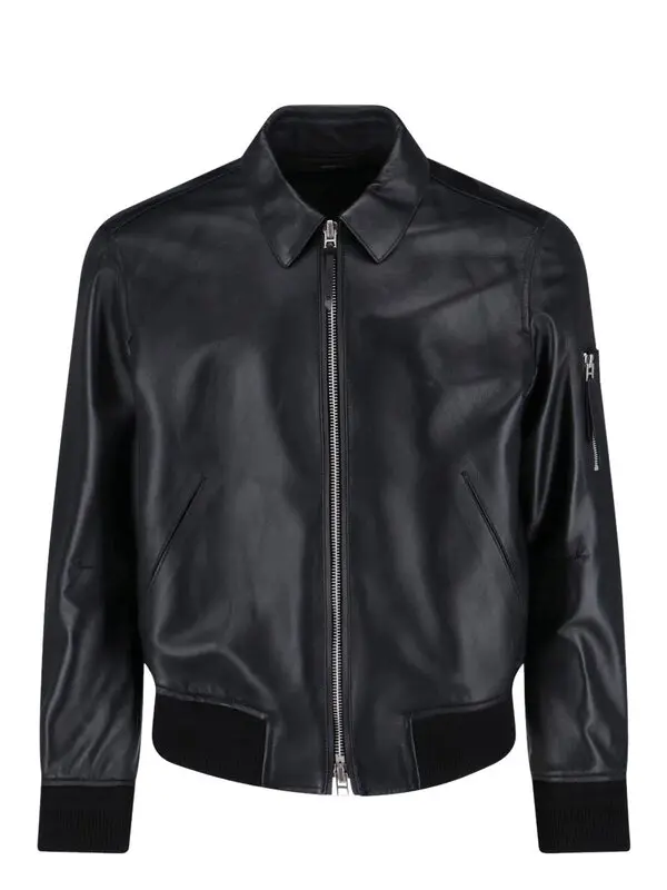 TOM FORD Lamb Leather Zip-up Bomber Jacket - Black
