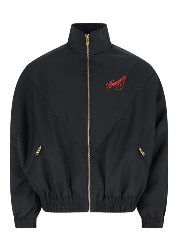 WILLY CHAVARRIA Zip-up Bomber Jacket With Stand Collar And Logo Detail - Black