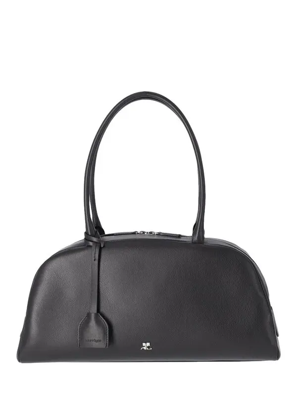 COURREGES Structured Cow Leather Shoulder Bag - Black