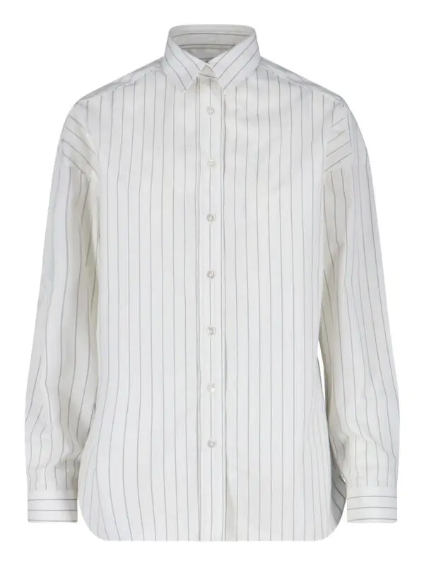 FINAMORE 1925 100% Cotton Striped Shirt - White
